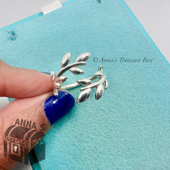 Tiffany & Co. | Jewelry | Tiffany Co 925 Silver Olive Leaf Bypass Ring Sz 8 Pouch | Poshmark